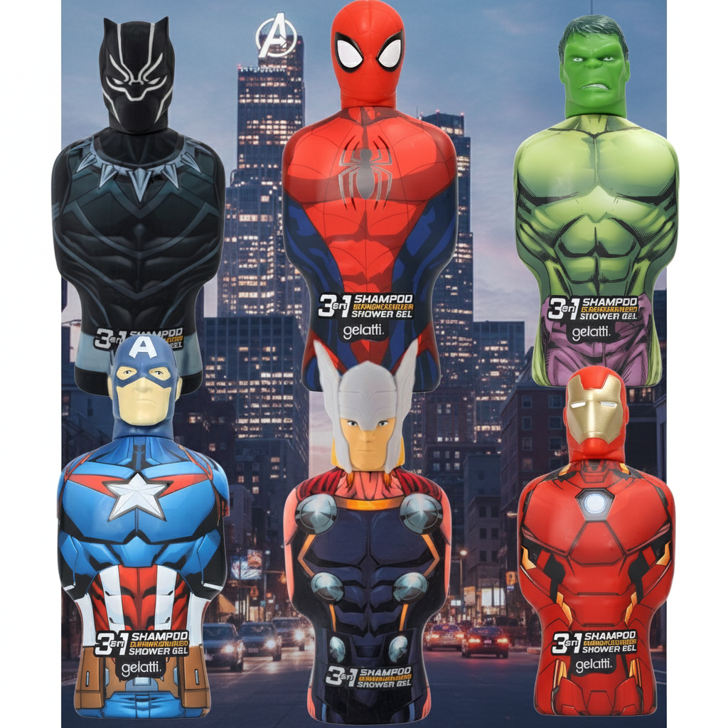 Marvel 3D Bath & Shower Gel Shaped Figures 3 in 1 Shampoo Conditioner ...