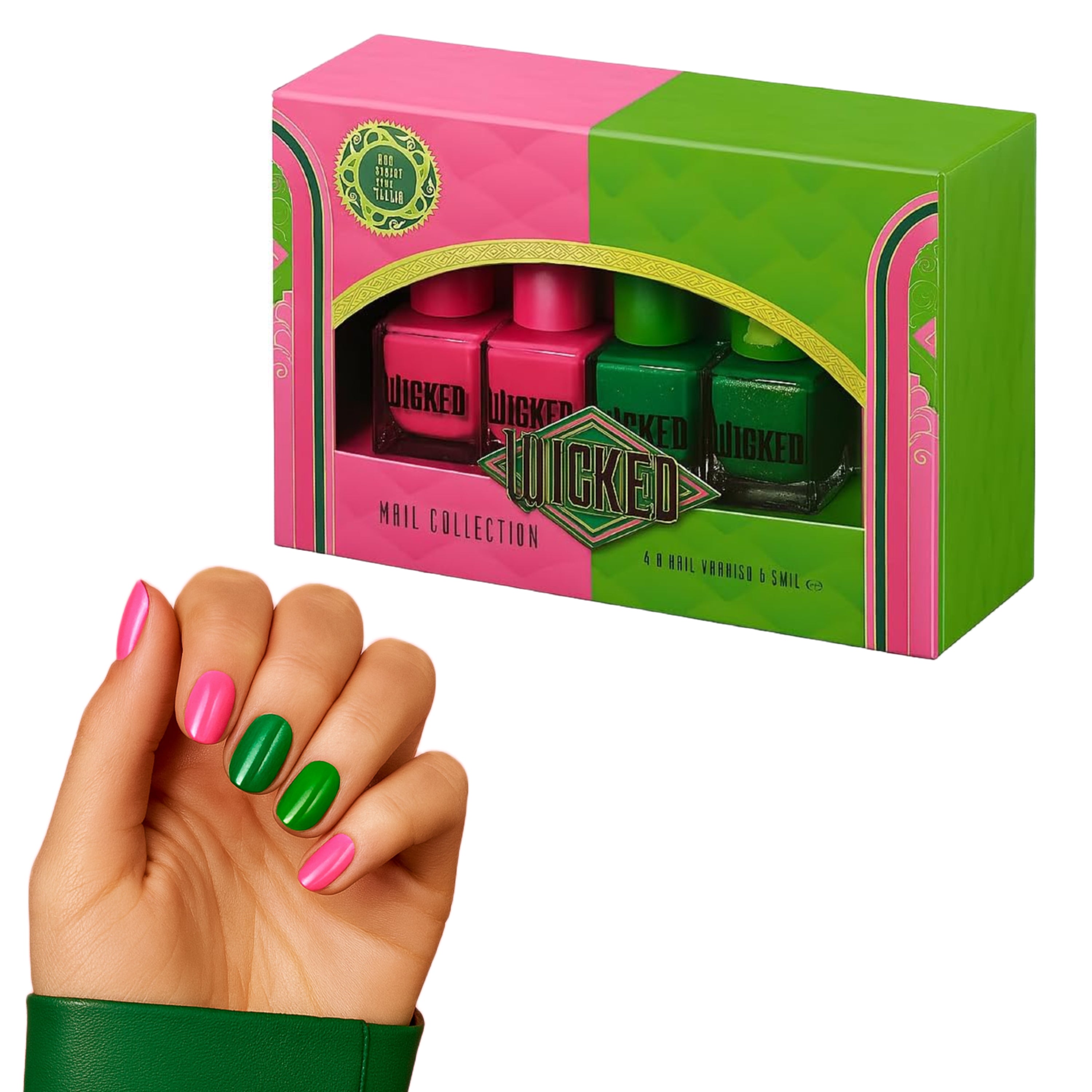Wicked Nail Polish Collection Gift Set 4 Colours 2 Pink 2 Green Glossy ...