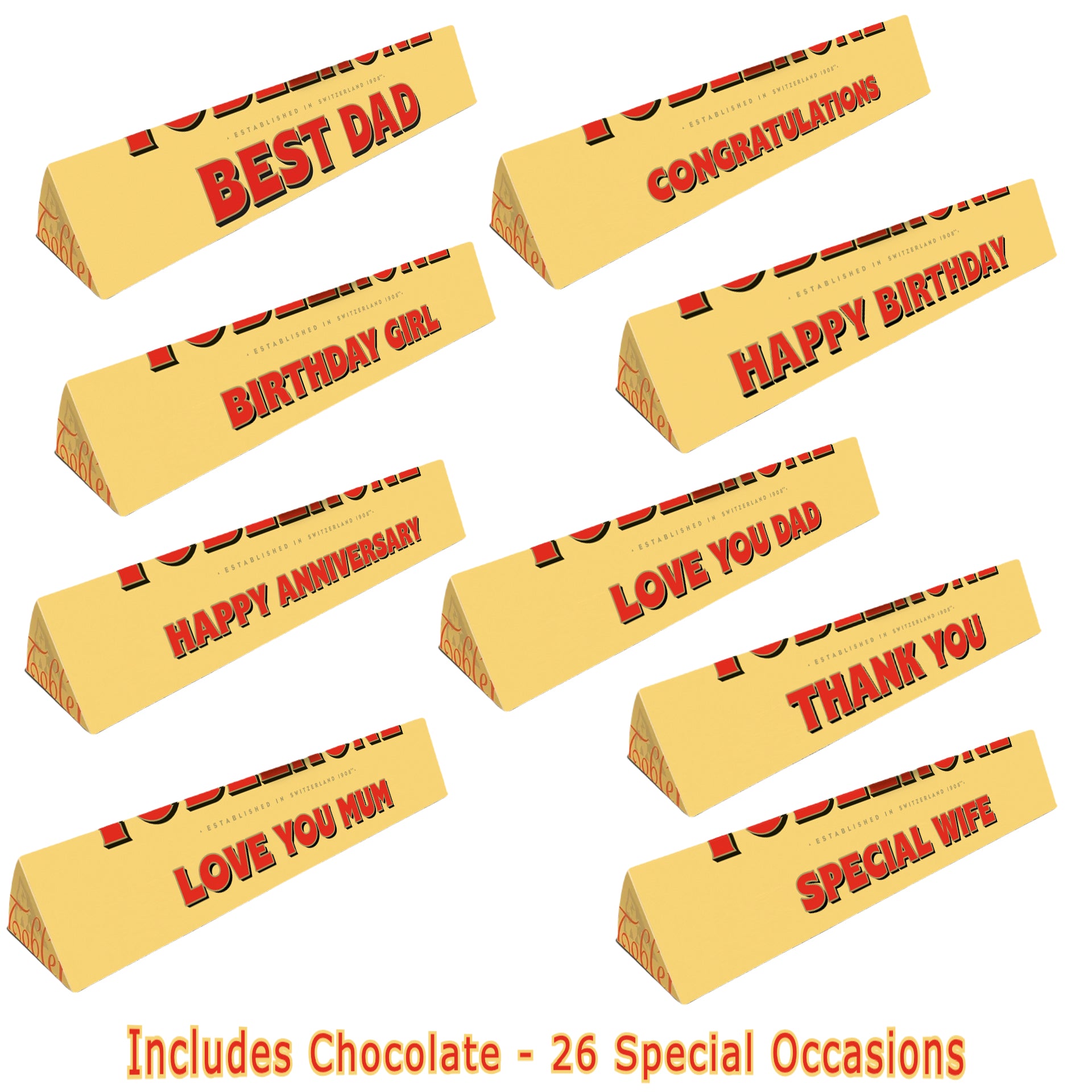 Toblerone Chocolate Bar Gift Messages for Special Occasions 100g | Well ...