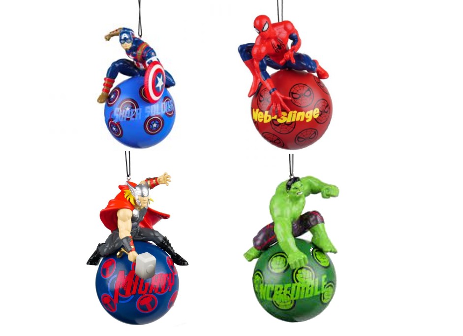 Marvel Christmas Tree Decorations Baubles - Hulk, Thor, Spiderman, Cap ...