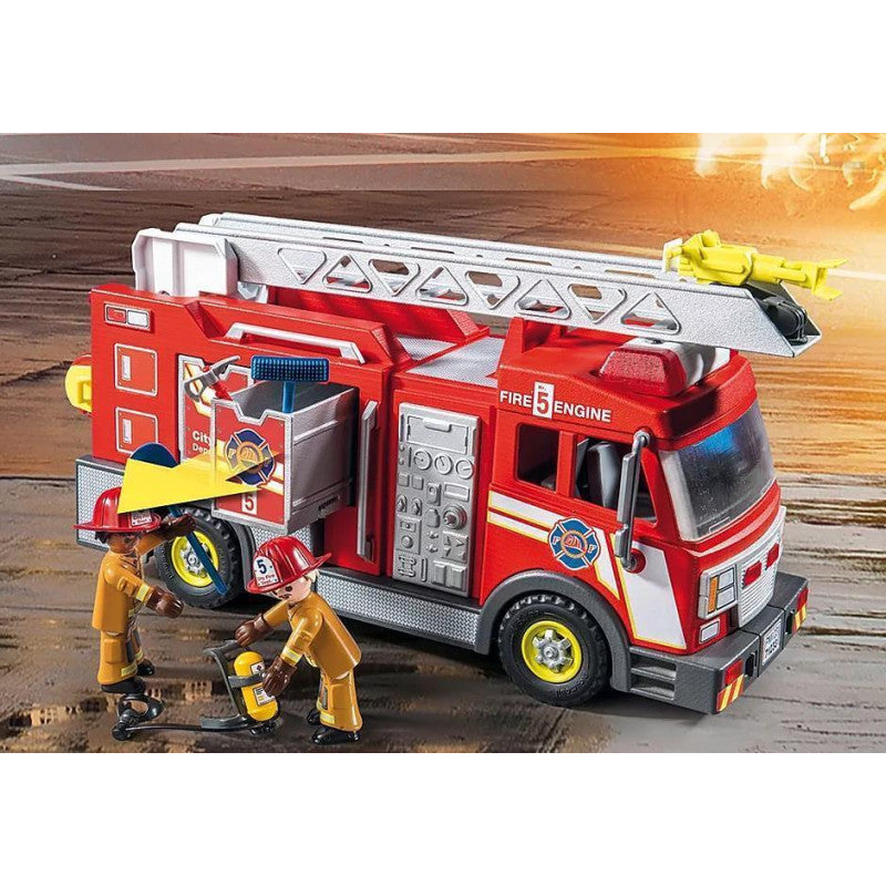 PLAYMOBIL Fire Truck 71233 City Action Rescue 86 Piece Set With Lights ...